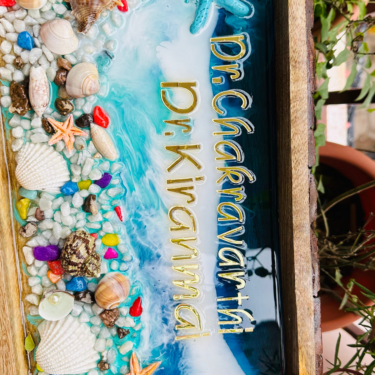 Rocky Beach Resin Name Plates | Ocean Themed House Name Plates on Wood ...