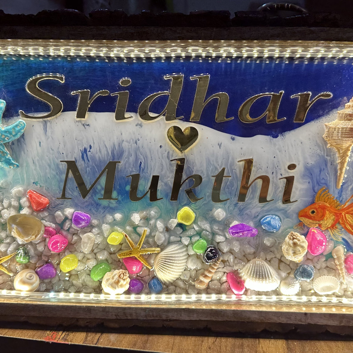 Couple Themed Name Plates | Ocean Themed Rocky Beach Name Plate on Woo ...
